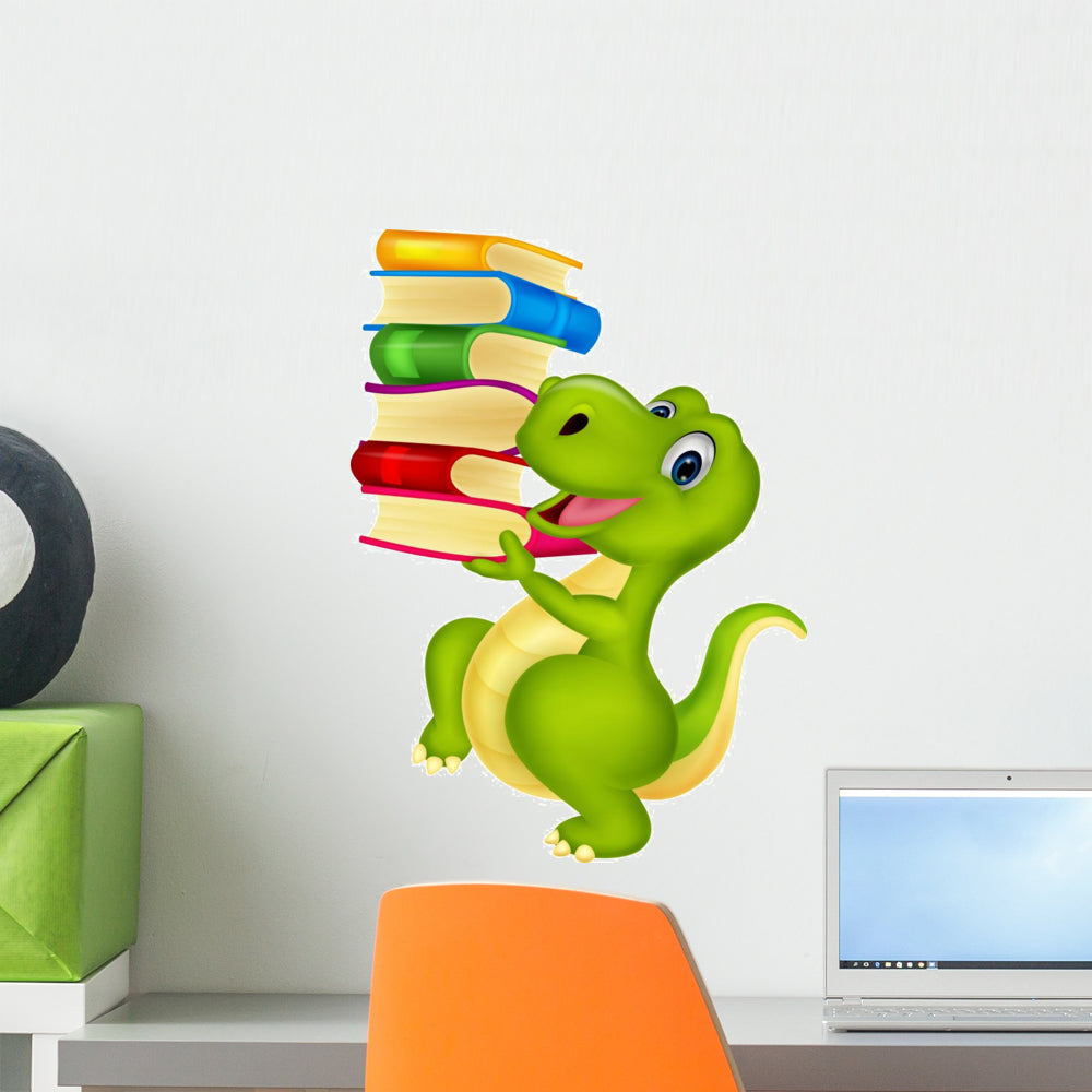 Cute Dinosaur with Book Wall Decal – Wallmonkeys