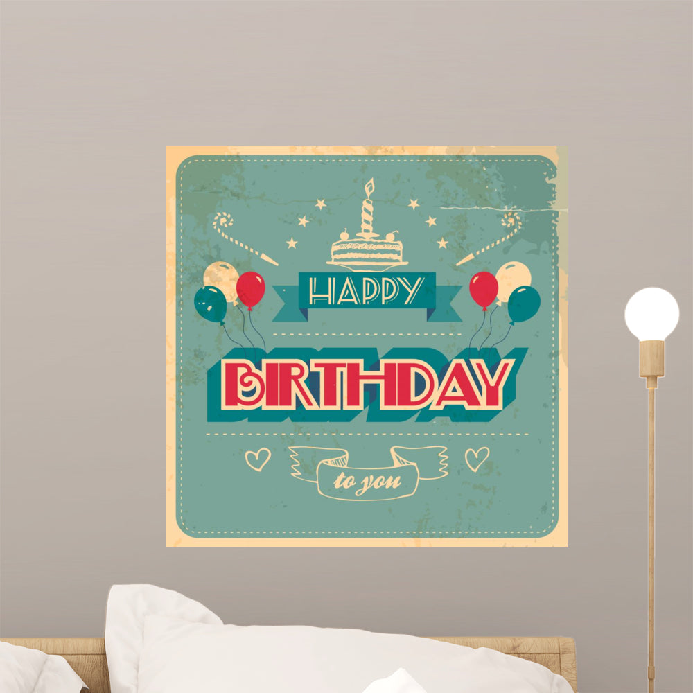 Vintage Birthday Card Wall Decal - WallMonkeys.com – Wallmonkeys
