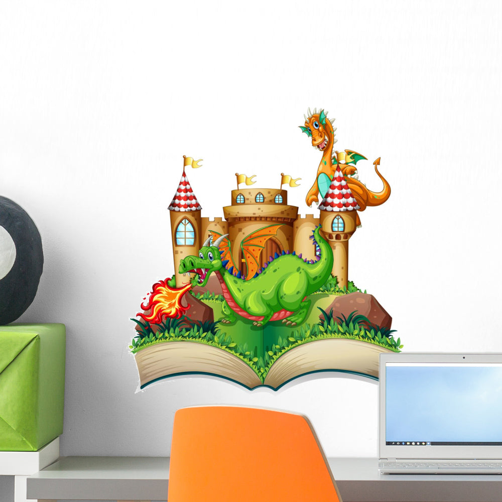 Dragon and Book Wall Decal - WallMonkeys.com – Wallmonkeys