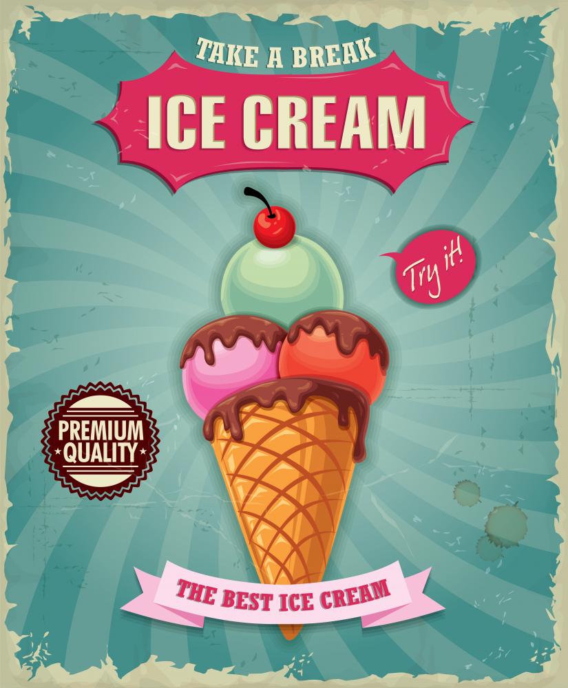Vintage Ice Cream Poster Wall Decal - WallMonkeys.com – Wallmonkeys