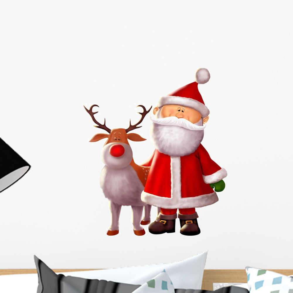 Santa and Rudolph Wall Decal - WallMonkeys.com – Wallmonkeys