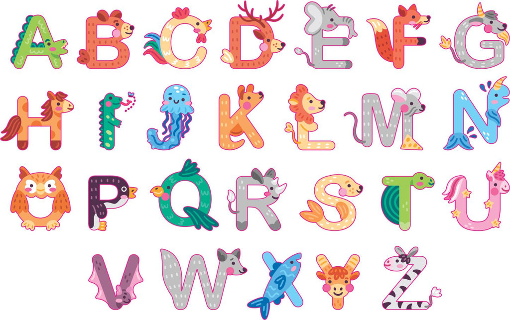 Cute Alphabet Animals Sticker Set – Wallmonkeys