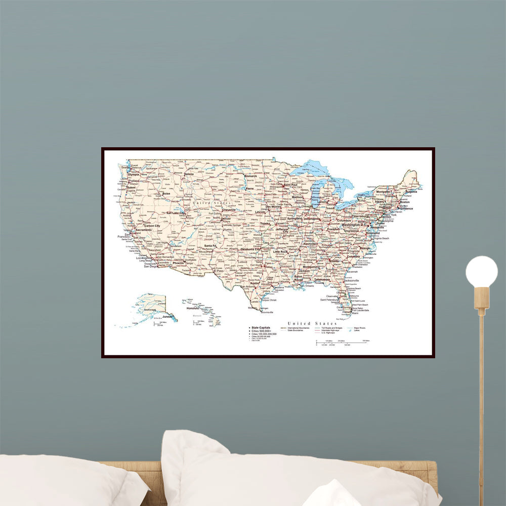 United States America Map Wall Mural – Wallmonkeys