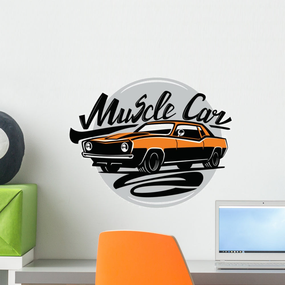Vector Orange Muscle Car Wall Decal - WallMonkeys.com – Wallmonkeys