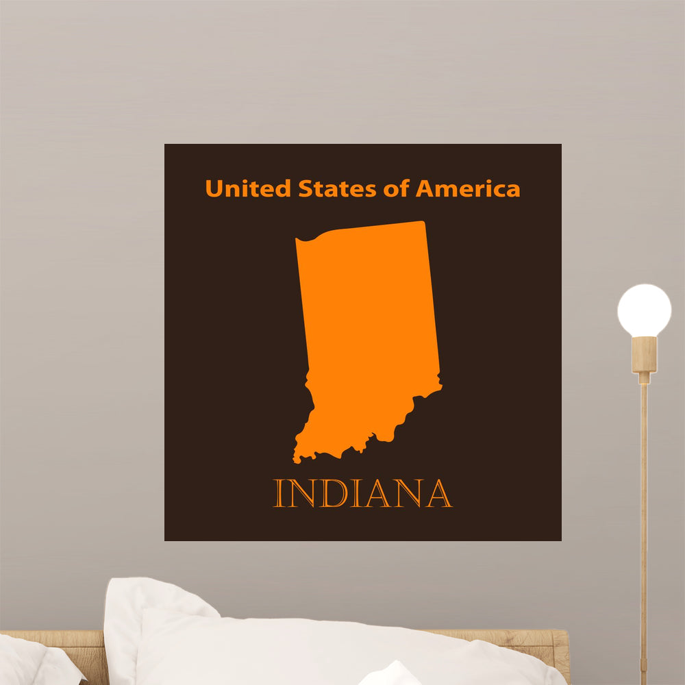 Orange Indiana Map Vector Wall Mural – Wallmonkeys