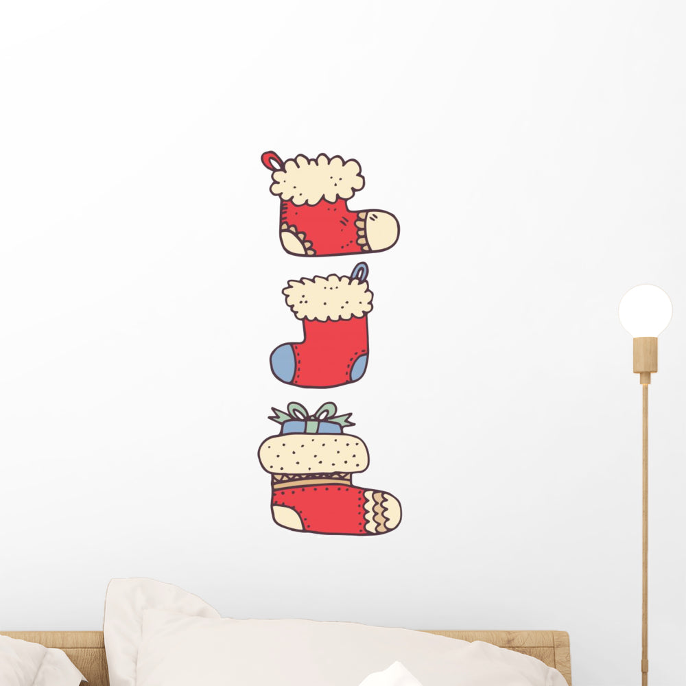 Three Red Christmas Sock Wall Decal Sticker Set – Wallmonkeys