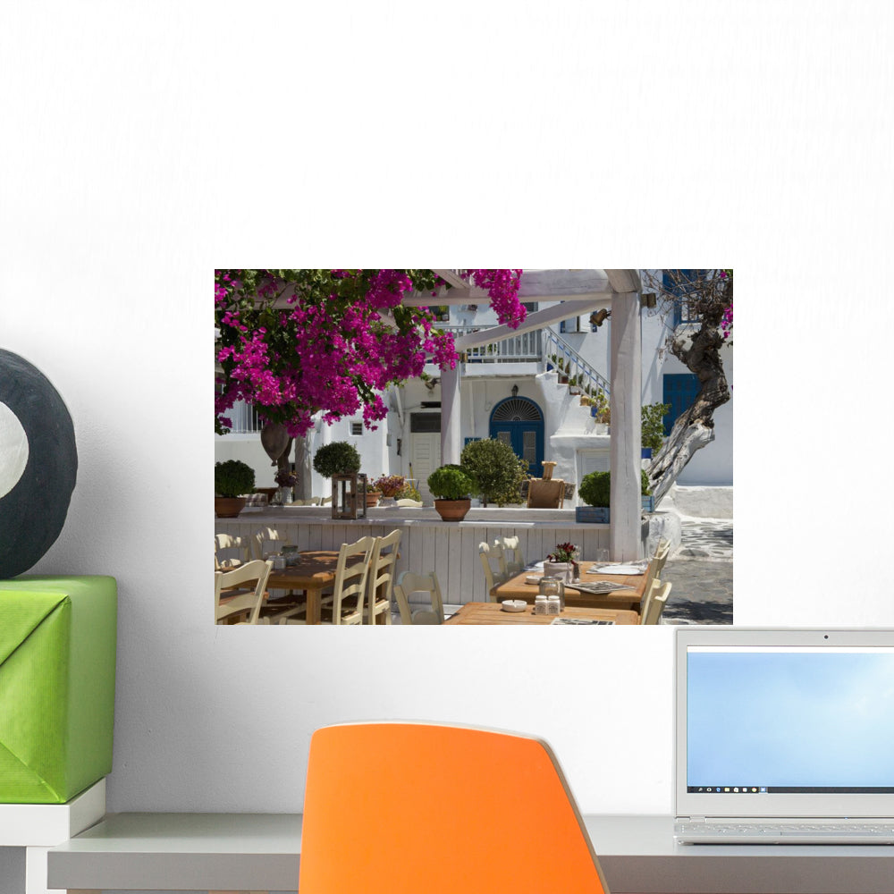 Bougainvillea Growing around Taverna Wall Decal - WallMonkeys.com ...