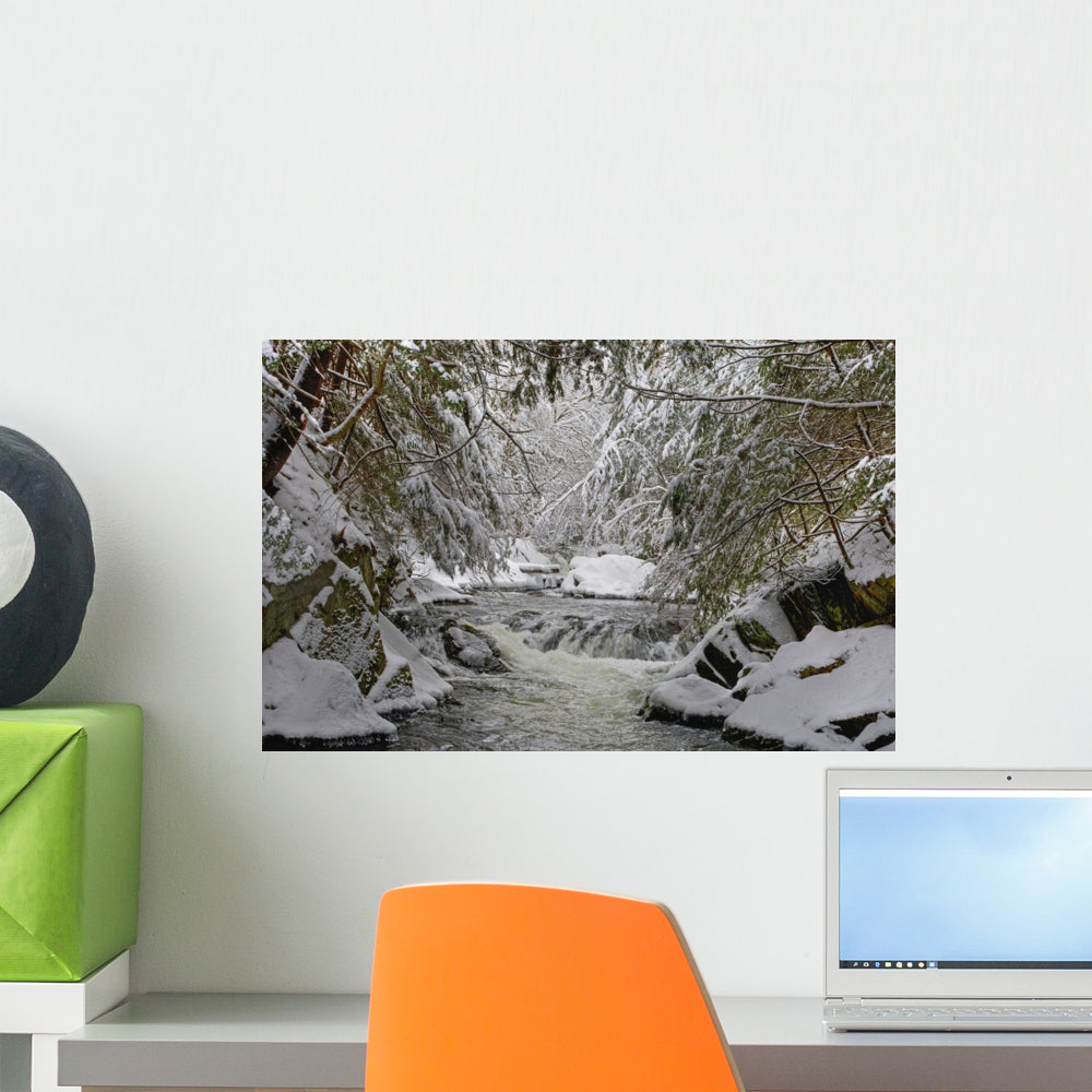 Water Flowing River with Wall Decal Design 4 - WallMonkeys.com ...