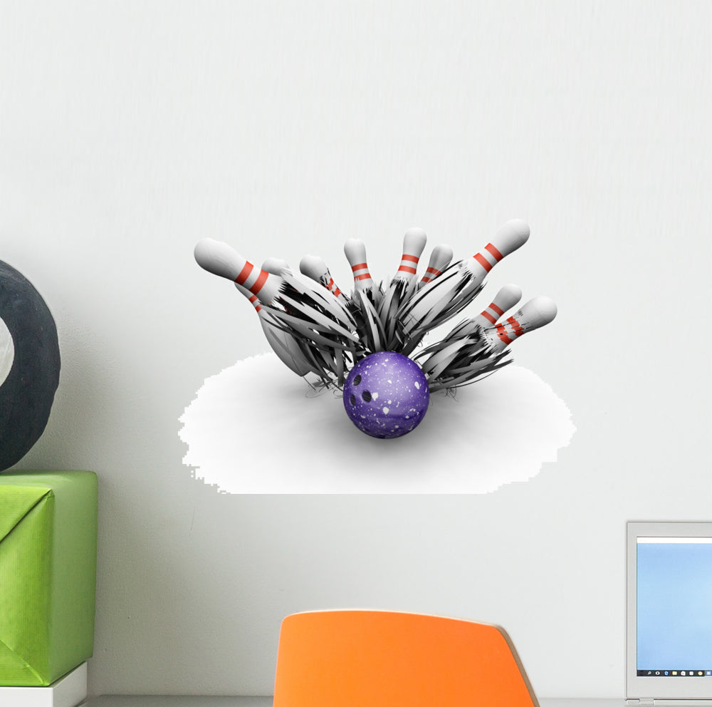 Bowling Ball Smashing Pins Wall Decal - WallMonkeys.com – Wallmonkeys