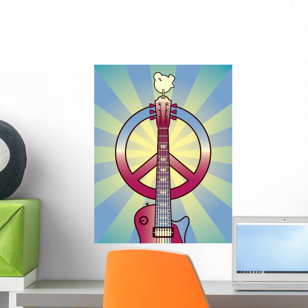 Woodstock Peace Sign Guitar Wall Decal - WallMonkeys.com – Wallmonkeys