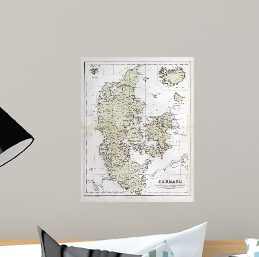 Old Map Denmark 1870 – Wallmonkeys