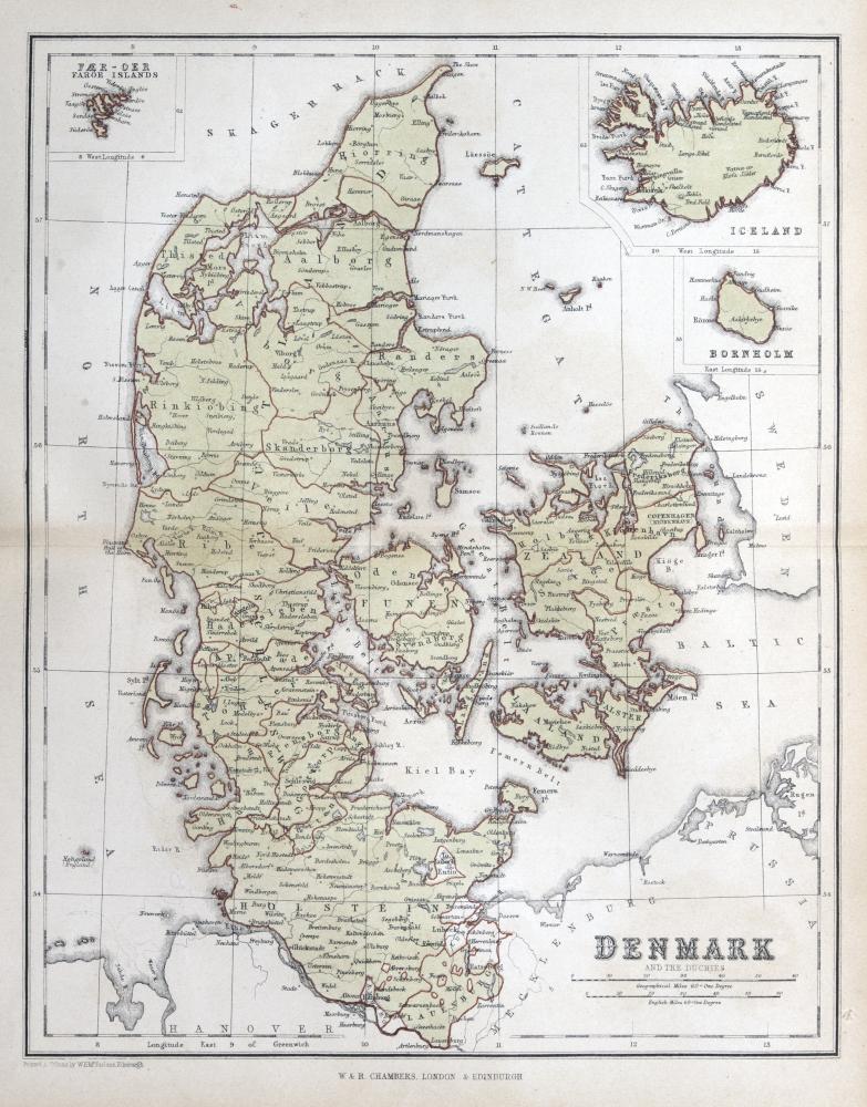 Old Map Denmark 1870 – Wallmonkeys