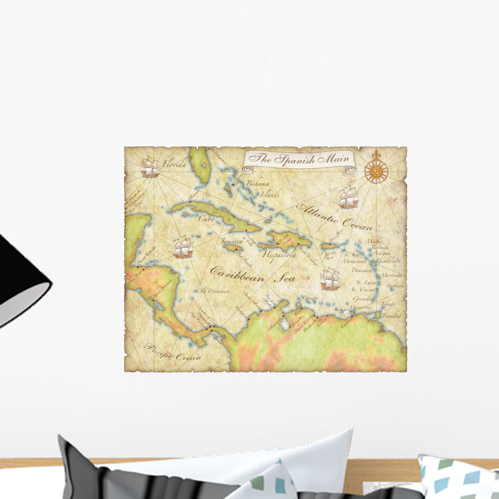 Spanish Main Map Wall Mural – Wallmonkeys