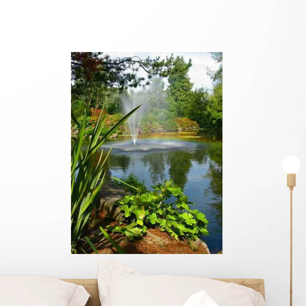 Pond Fountain with Rainbow Wall Decal - WallMonkeys.com – Wallmonkeys