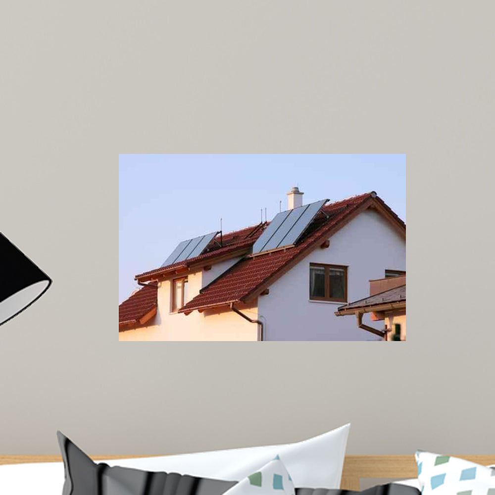 House with Solar Panels Wall Mural – Wallmonkeys