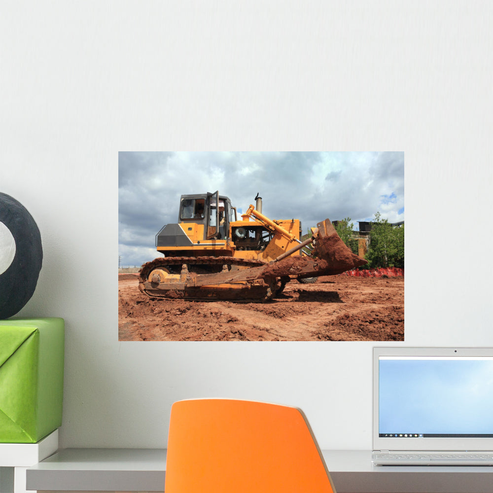 Heavy Building Bulldozer Yellow Wall Mural – Wallmonkeys