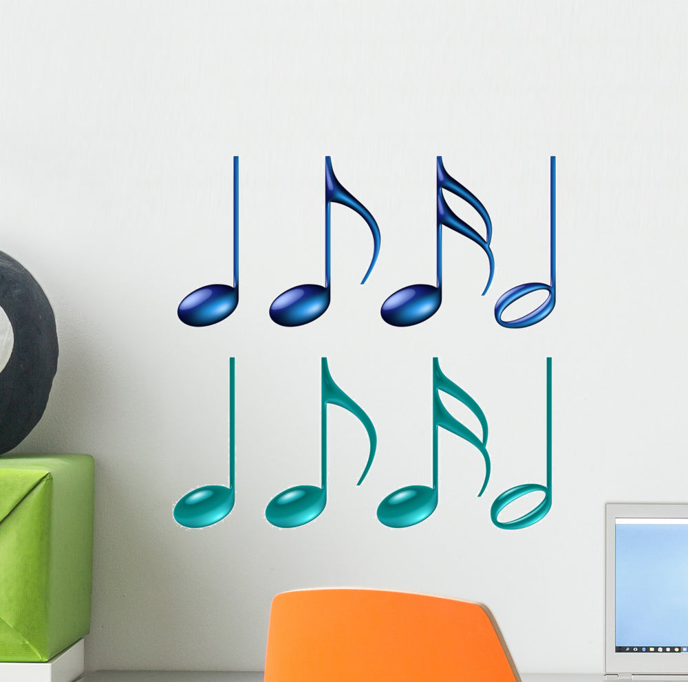 Blue Green Music Notes Wall Stickers – Wallmonkeys