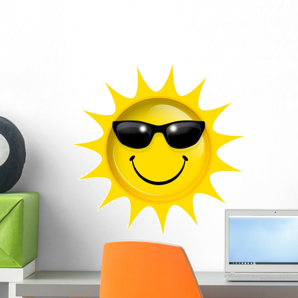 Cool Smiling Sun Wall Decal – Wallmonkeys