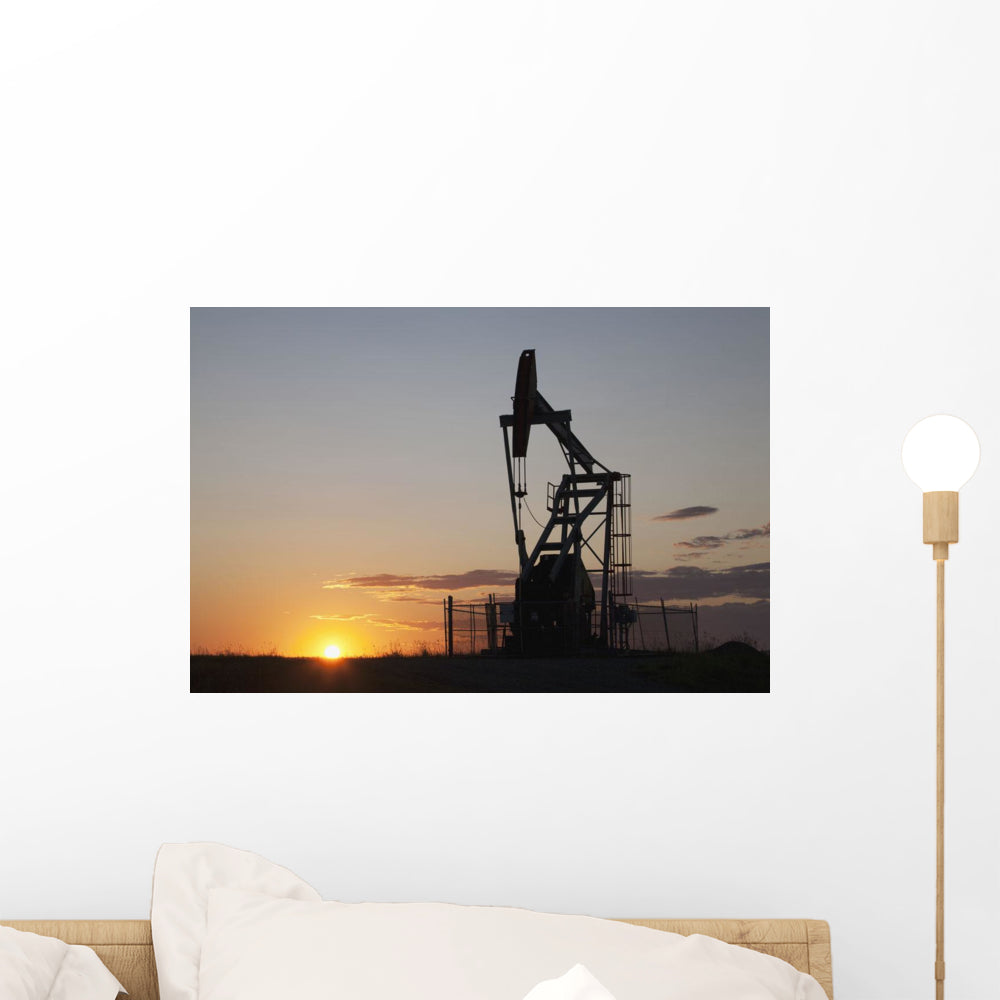 Silhouette Pump Jack with Wall Mural – Wallmonkeys