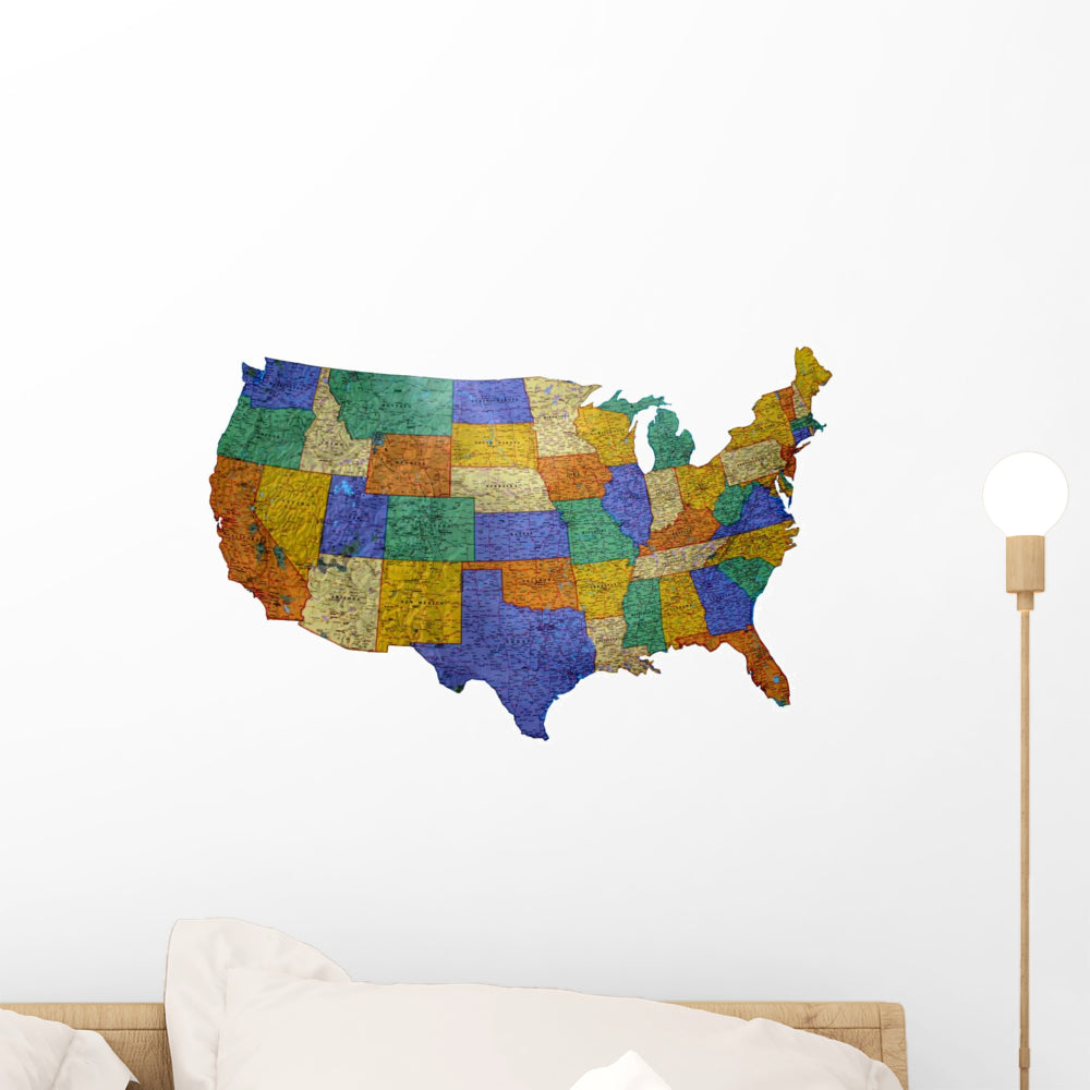 Us Map Wall Decal – Wallmonkeys