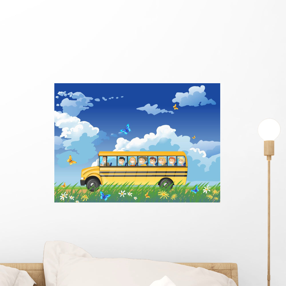 School Bus Wall Mural – Wallmonkeys