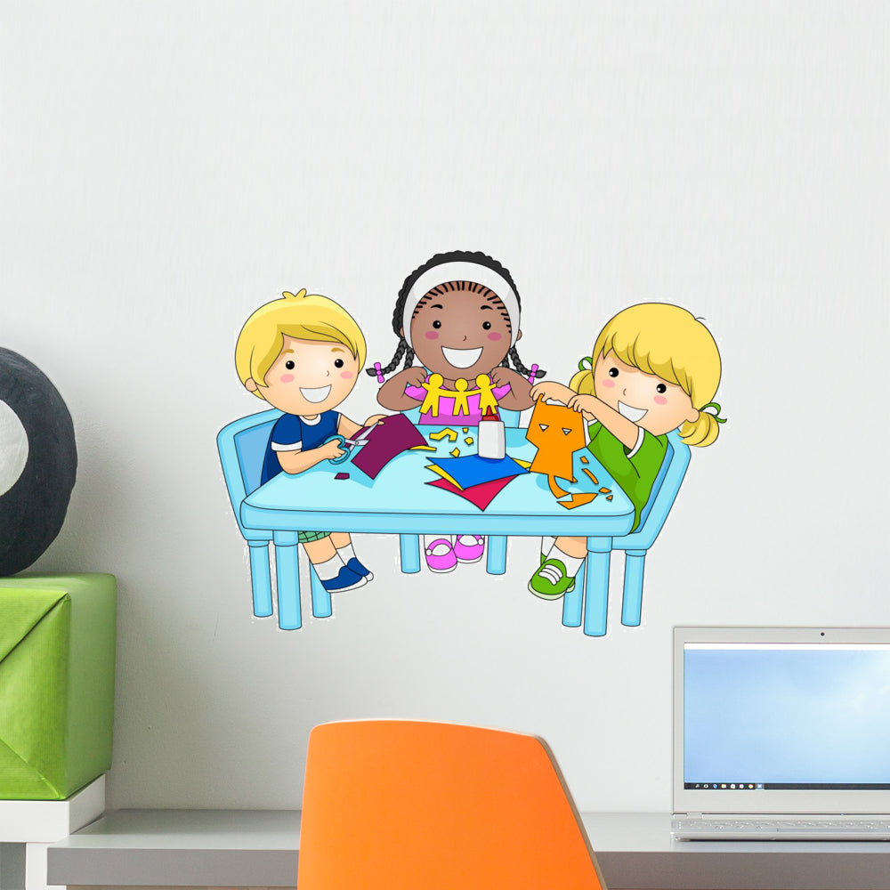 Kids Making Paper Cutouts Wall Mural – Wallmonkeys