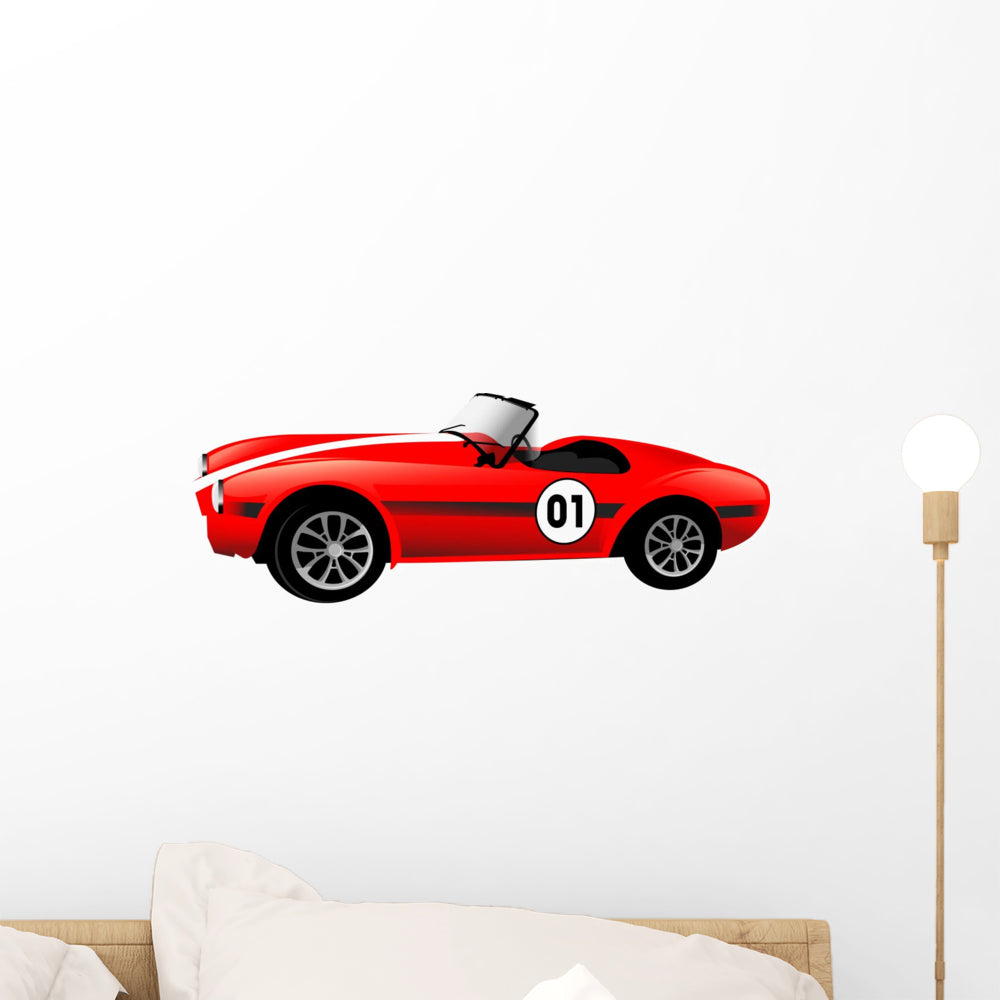 Old Race Red Car Wall Decal – Wallmonkeys