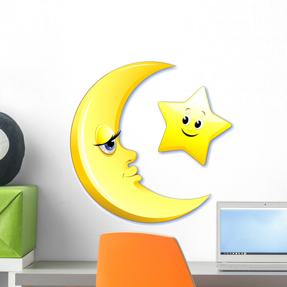 Luna E Stella Cartoon-moon Wall Decal – Wallmonkeys