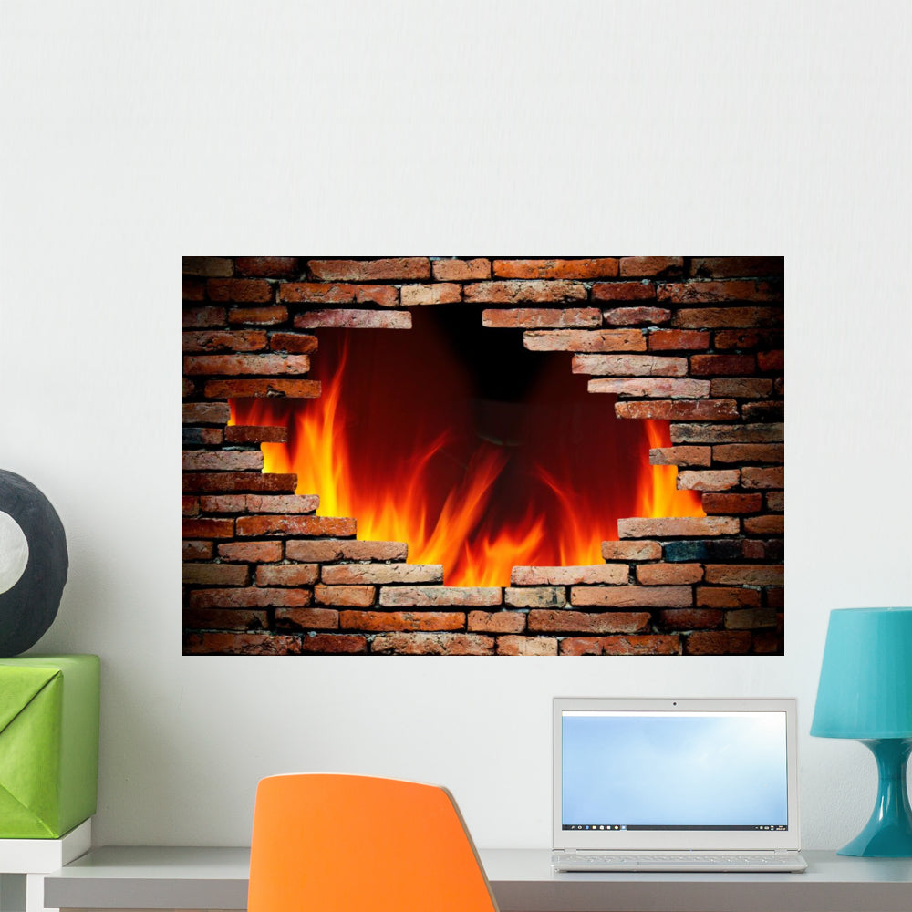 Hole Wall and Fire Wall Decal - WallMonkeys.com – Wallmonkeys