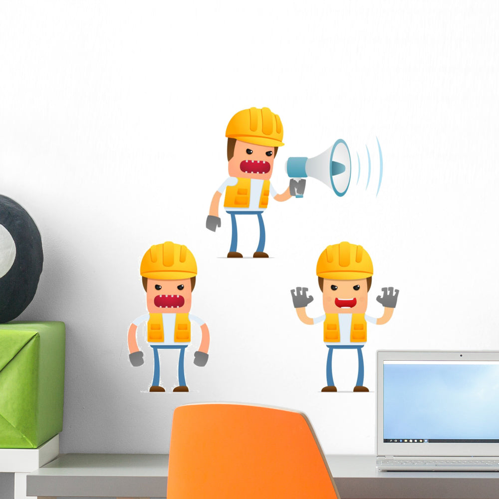 Builders Cartoon Construction Wall Stickers Wall Decal - WallMonkeys ...
