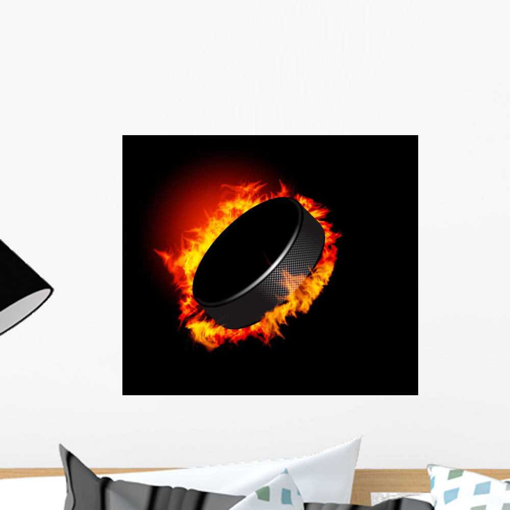 Hockey Puck Fire Black Wall Decal - WallMonkeys.com – Wallmonkeys