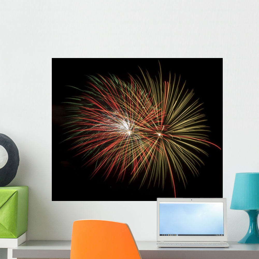 Red and Yellow Fireworks Wall Decal - WallMonkeys.com – Wallmonkeys