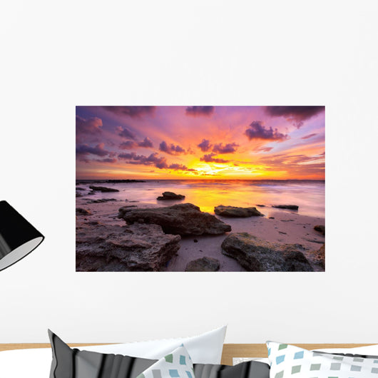 Tropical Beach Sunset Wall Decal - WallMonkeys.com – Wallmonkeys