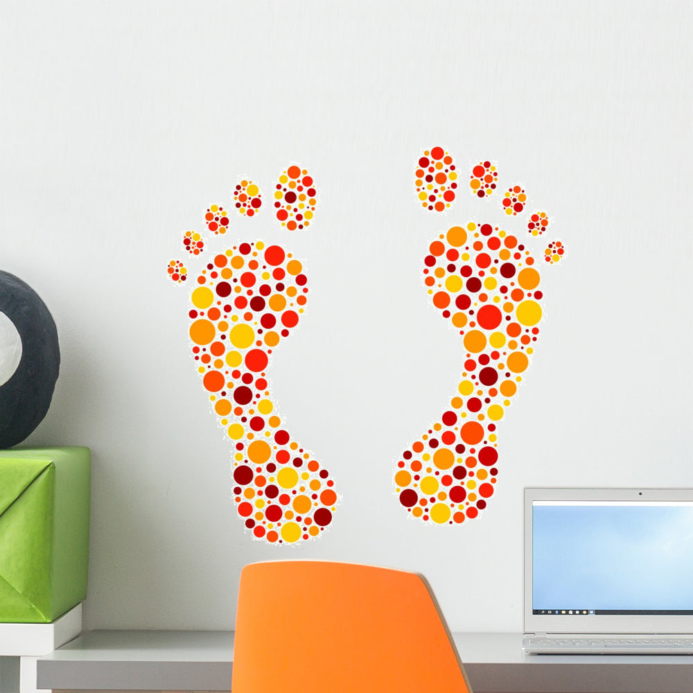 Colorful Circular Dot Footprints Wall Decal - WallMonkeys.com – Wallmonkeys