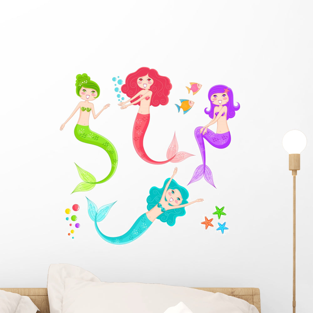 Friendly Mermaids Mermaid Wall Stickers Wall Decal - WallMonkeys.com ...