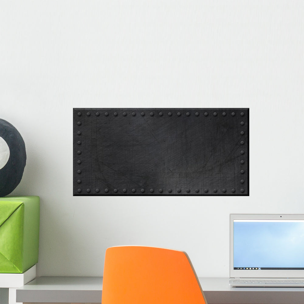 Rectangle Scratched Metal With Rivets Wall Decal - WallMonkeys.com ...