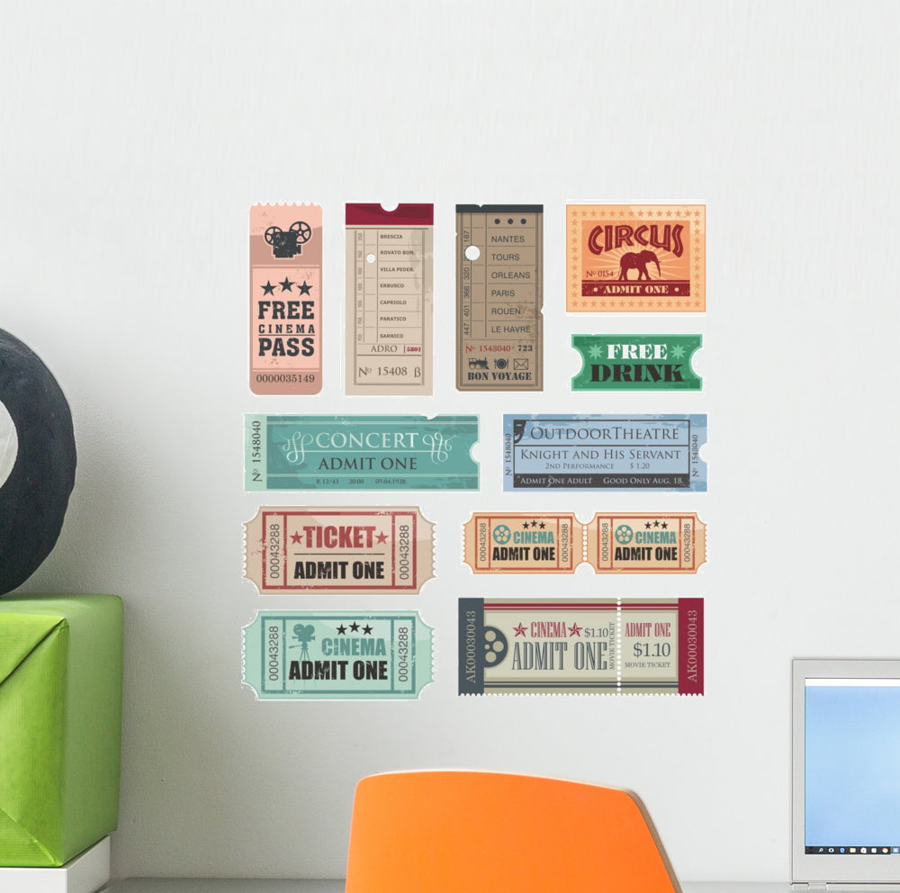 Vintage Tickets Wall Decal - WallMonkeys.com – Wallmonkeys