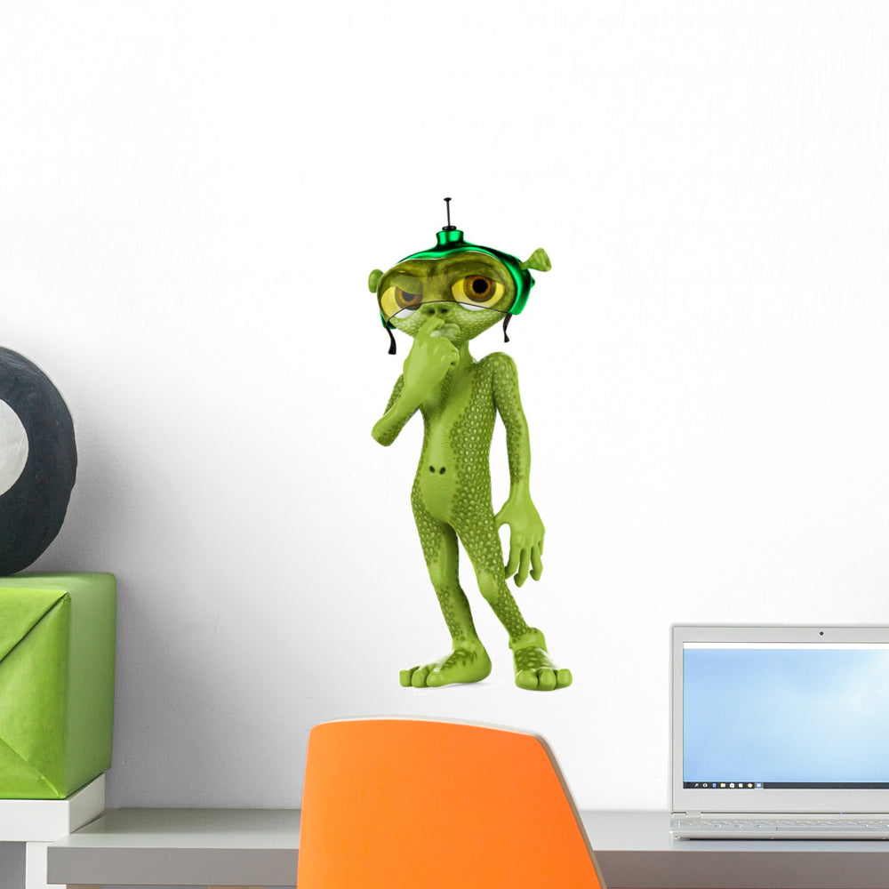 Green Alien Worried About Wall Decal - WallMonkeys.com – Wallmonkeys