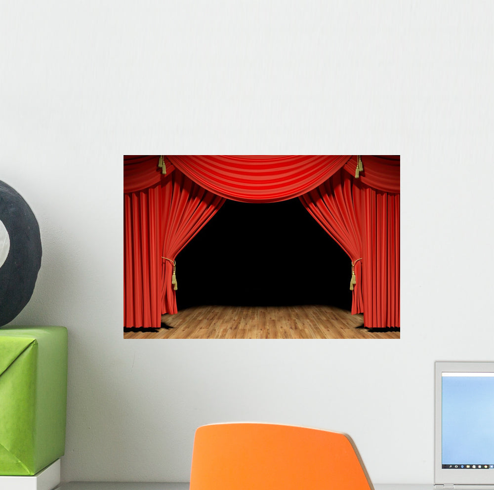 Red Stage Theater Velvet Wall Mural – Wallmonkeys