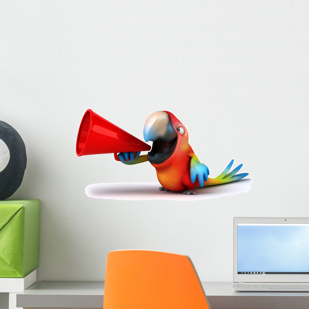 CG Parrot with Megaphone Wall Decal - WallMonkeys.com – Wallmonkeys
