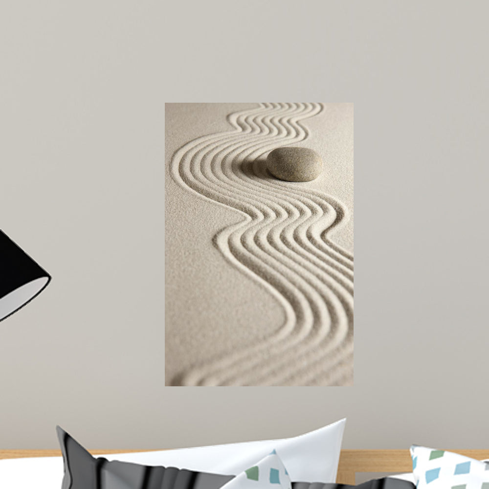 Zen Stone and Raked Sand Wall Decal - WallMonkeys.com – Wallmonkeys