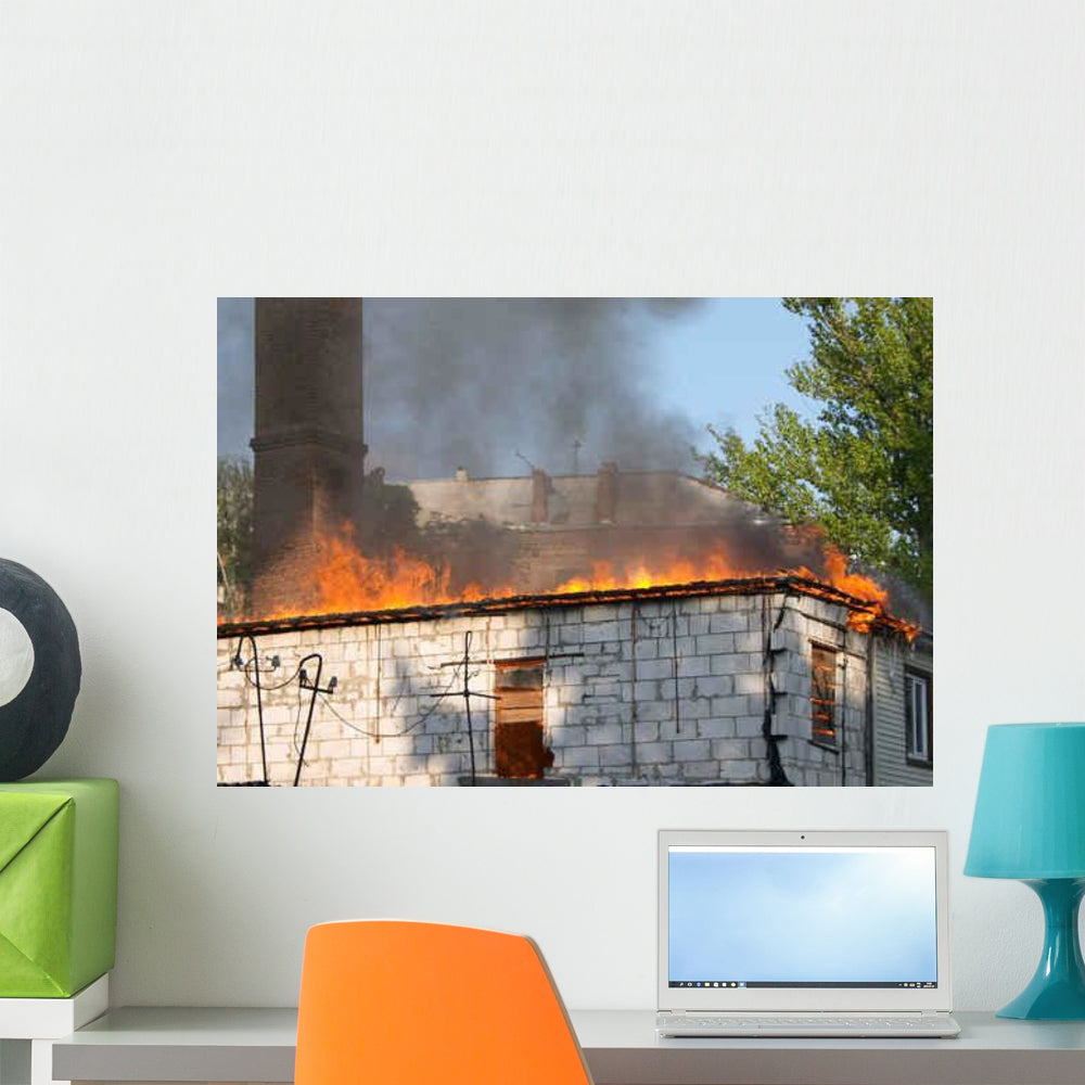 Building Fire Wall Decal - WallMonkeys.com – Wallmonkeys