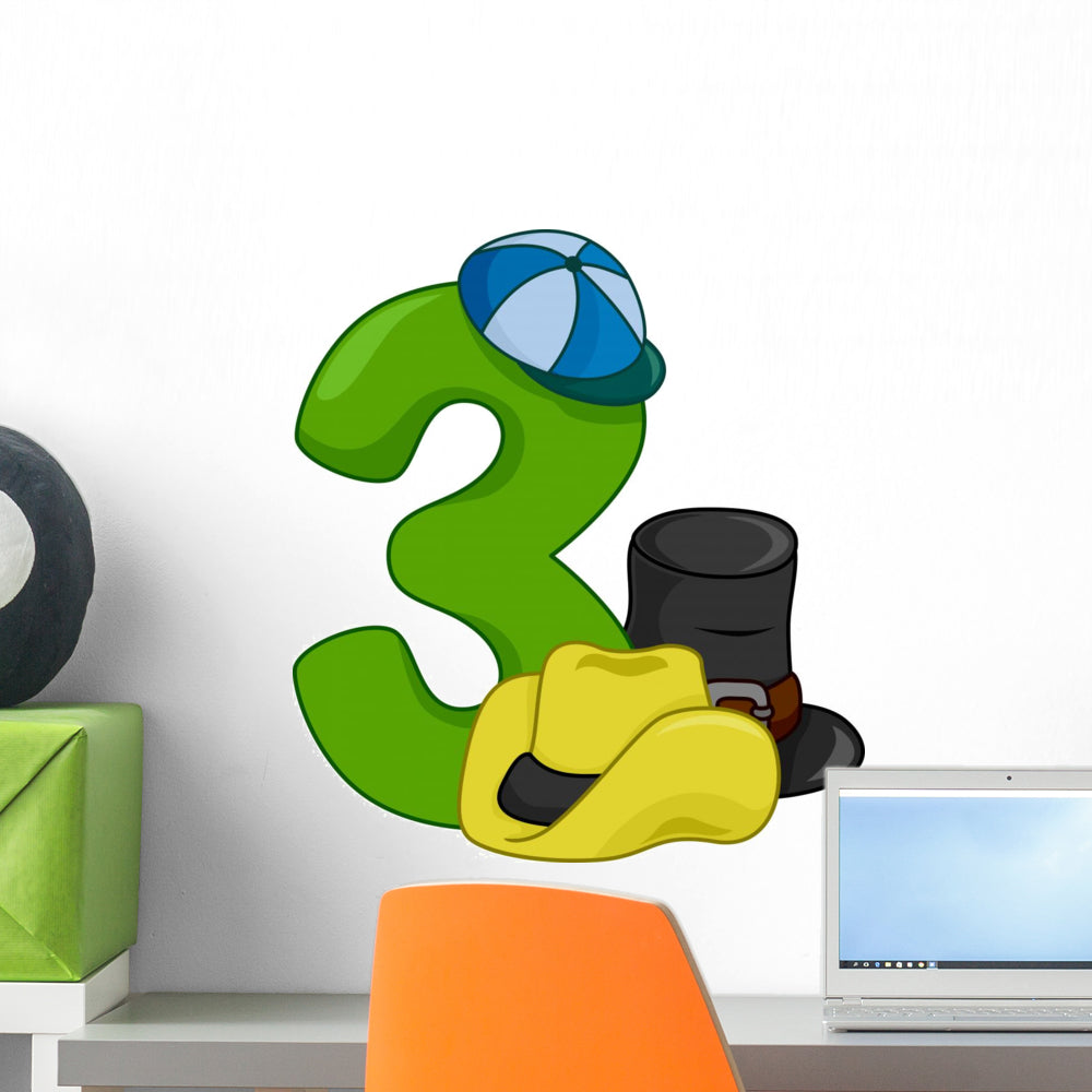 Number Three Wall Decal - WallMonkeys.com – Wallmonkeys