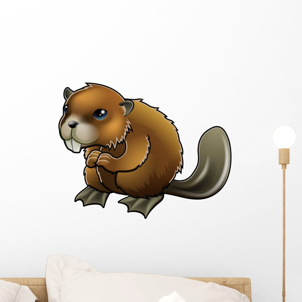 Cute Beaver Wall Decal - WallMonkeys.com – Wallmonkeys