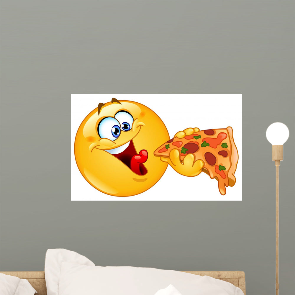 Emoticon Eating Pizza – Wallmonkeys
