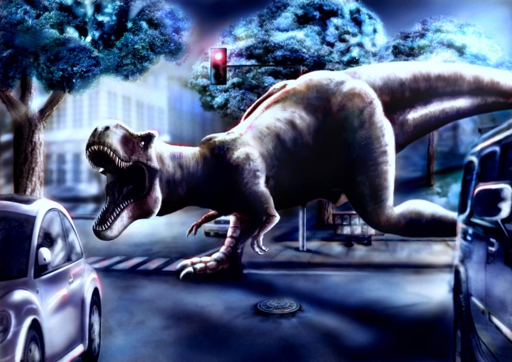 T-rex City Wall Mural – Wallmonkeys