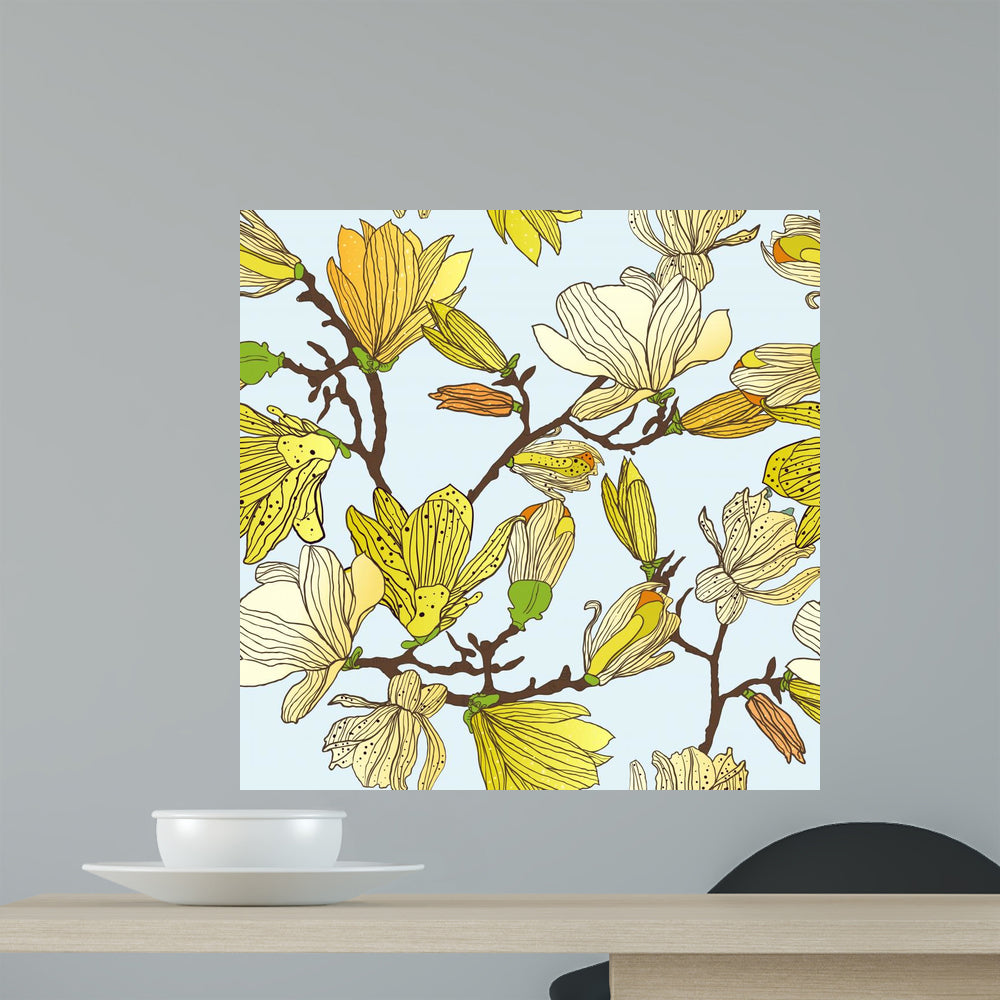 Seamless Yellow Floral Texture Wall Decal - WallMonkeys.com – Wallmonkeys
