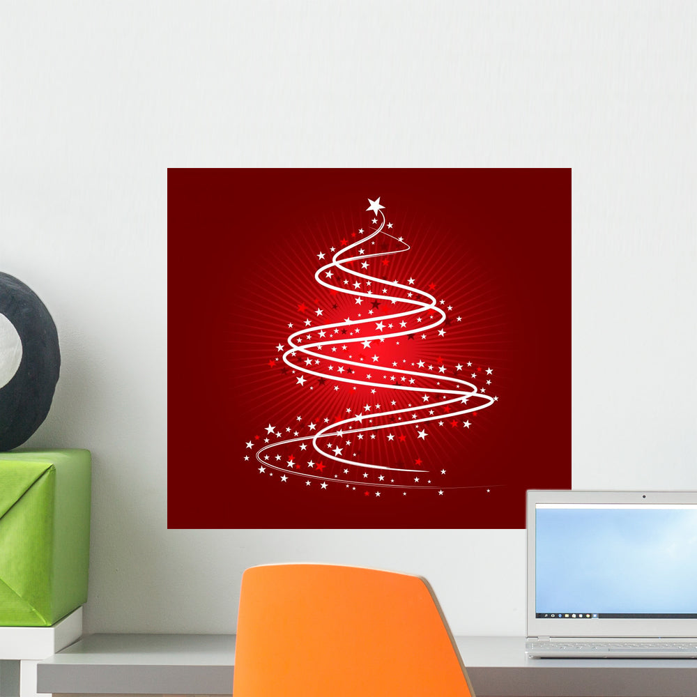 White Christmas Tree Design Wall Mural – Wallmonkeys