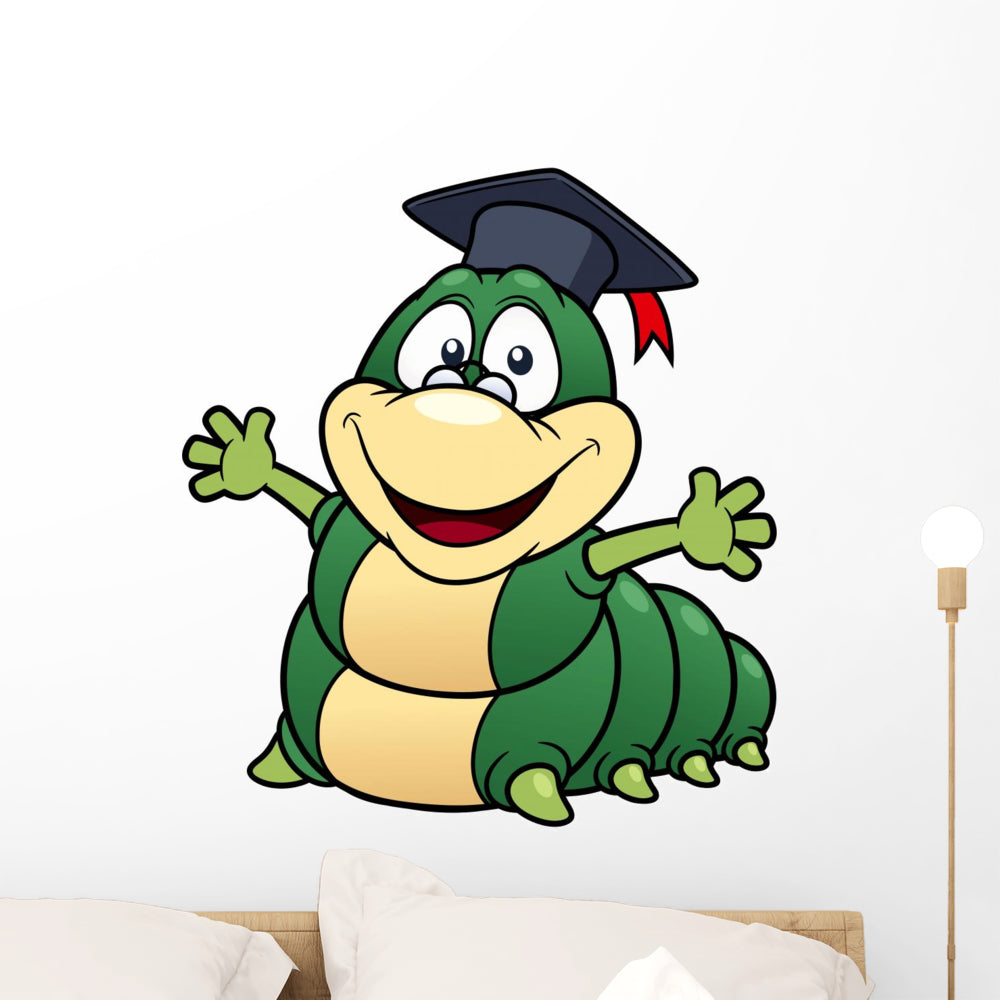 Illustration Cartoon Worm Professor Wall Decal – Wallmonkeys