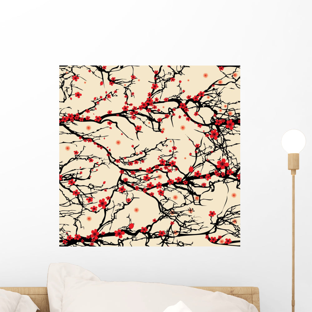 Seamless Tree Pattern Japanese Wall Decal - WallMonkeys.com – Wallmonkeys
